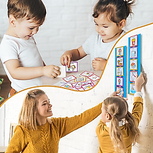 35 Pieces Visual Schedule Cards Routine Cards Home Chore Chart Routine Cards Autism Learning Materials with 35 Pieces Hook and Loop Dots for Kids, Classroom School (Yellow, Cute Style)
