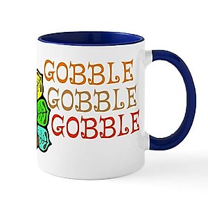 CafePress Gobble Gobble Gobble Colorful Turkey Mugs Ceramic Coffee Mug, Tea Cup 11 oz