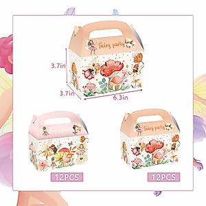 CIEOVO 24 Pack Fairy Party Cardboard Treat Box Cute Fairy Birthday Party Favor Boxes Goody Treat Boxes for Floral Fairies Theme Birthday Baby Shower Supplies