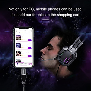 Shuomeng USB Pro Gaming Headset for PC - Computer Headphones with Microphone/Mic, SM-H2Pro 7.1 Surround Sound Wired Headset with LED RGB Light - Gaming Headphones for PS4/PS5,Console Laptop