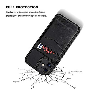 KIHUWEY Compatible with iPhone 12 Compatible with iPhone 12 Pro Case Wallet with Credit Card Holder, Premium Leather Magnetic Clasp Kickstand Heavy Duty Protective Cover 6.1 inch(Black)