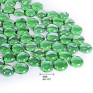 Ausluru 5LB Fire Glass Beads Flat Glass Marbles for Outdoor Fire Pit and Fireplace, Glass Gemstones for Vase Filler, Aquariums, Hydroponics Plants, Home Decor and Christmas DIY Craft, Green