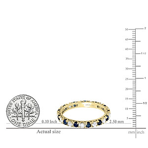 Dazzlingrock Collection 2.3mm Each Alternate Round Blue Sapphire & White Diamond Eternity Wedding Anniversary Ring Band for Her in 14K Yellow Gold Size 8