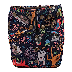 3 AIll in One Night AIO Cloth Diaper Nappy Sewn in Insert Reusable Washable (Sushi Pineapple)