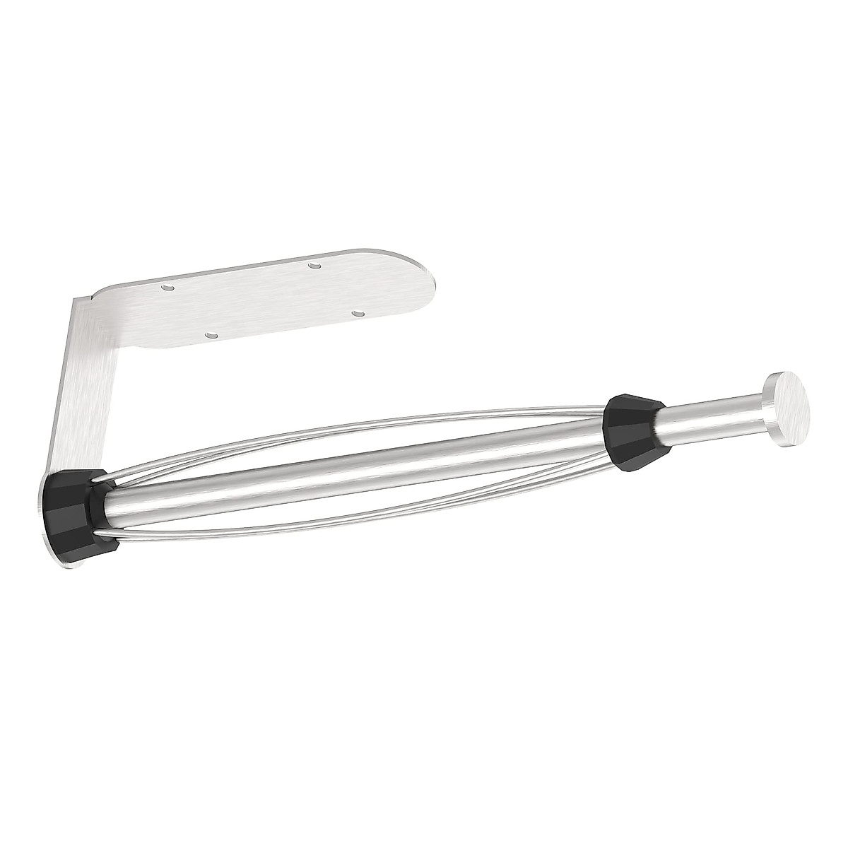 Paper Towel Holder Under Cabinet Brushed Nickel Wall Mount Paper Towel Holder with Damping Single Hand Operable, Under Counter Paper Towel Racks with Self-Adhesive and Screw for Kitchen Bathroom