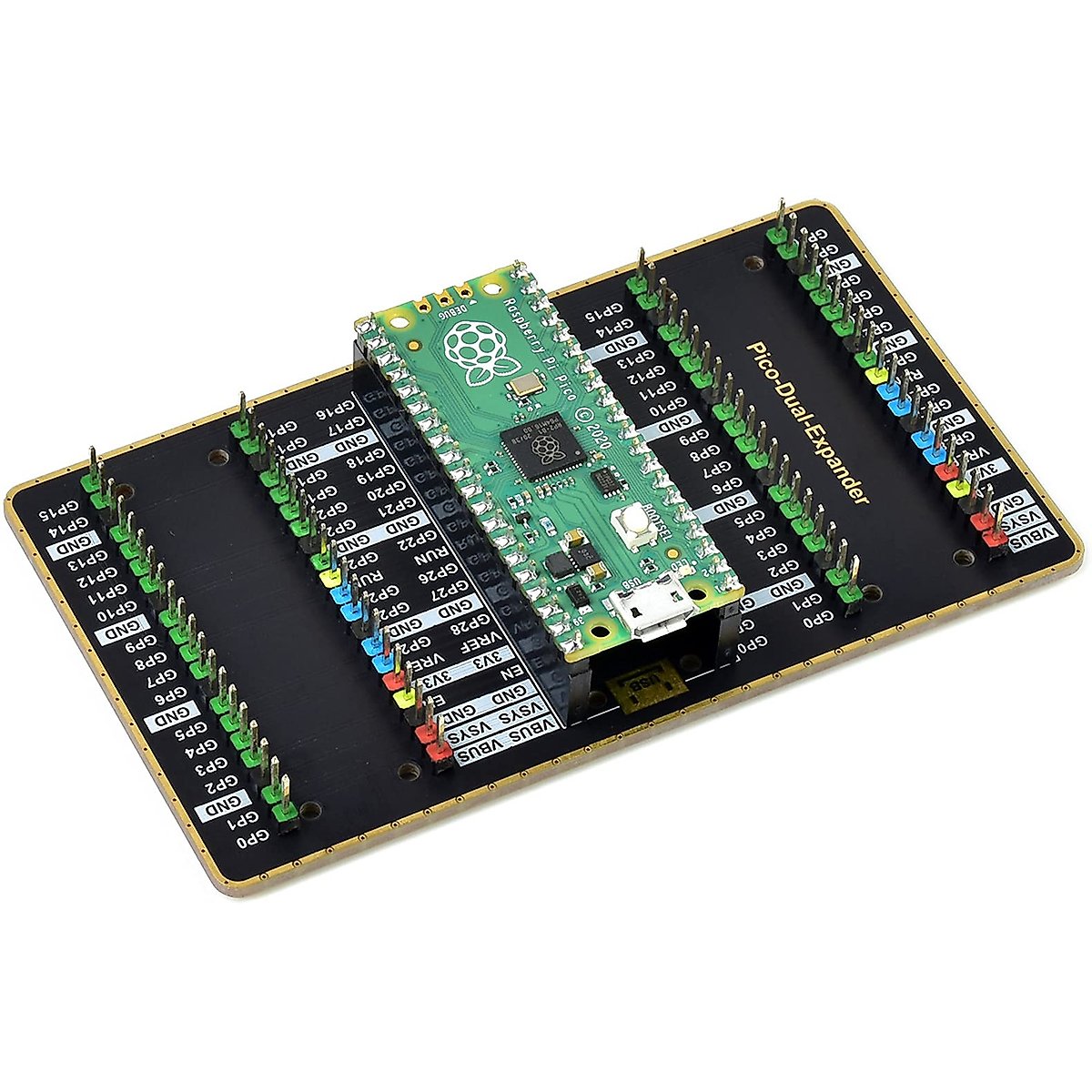 BFab Dual GPIO Expander for Raspberry Pi Pico,Two Sets of 2x20 Male Header for Connecting More Expansion Modules,Direct Attaching or Jumper Wires