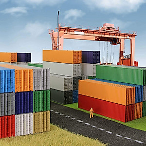 3pcs HO Scale Undecorated 40' (ft) Shipping Containers 1:87 Deep Bule Ribbed Side Container C8740DB