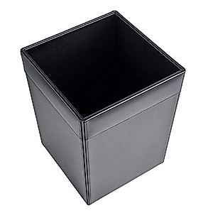 Dacasso Classic Black Leather Square Waste Basket