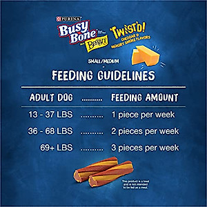 Purina Busy with Beggin' Made in USA Facilities Medium Dog Treats, Twist'd Cheddar and Hickory Smoke Flavors - 21 oz. Pouch