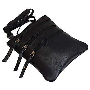 Women's Purse Crossbody Handbag Premium Genuine Leather Shoulder Bag Luxury Gift for Ladies (Black)