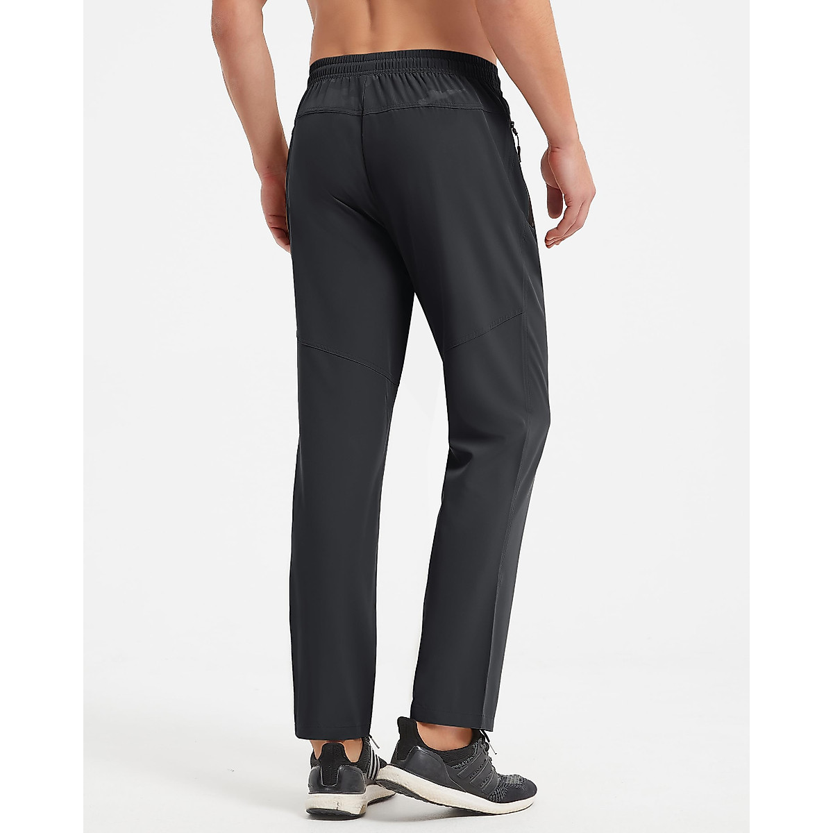 BIYLACLESEN Sweatpants for Men Joggers with Pockets Track Athletic Workout Pants Lightweight Quick Dry Fit Pants Waterproof Hiking Pants Black 34