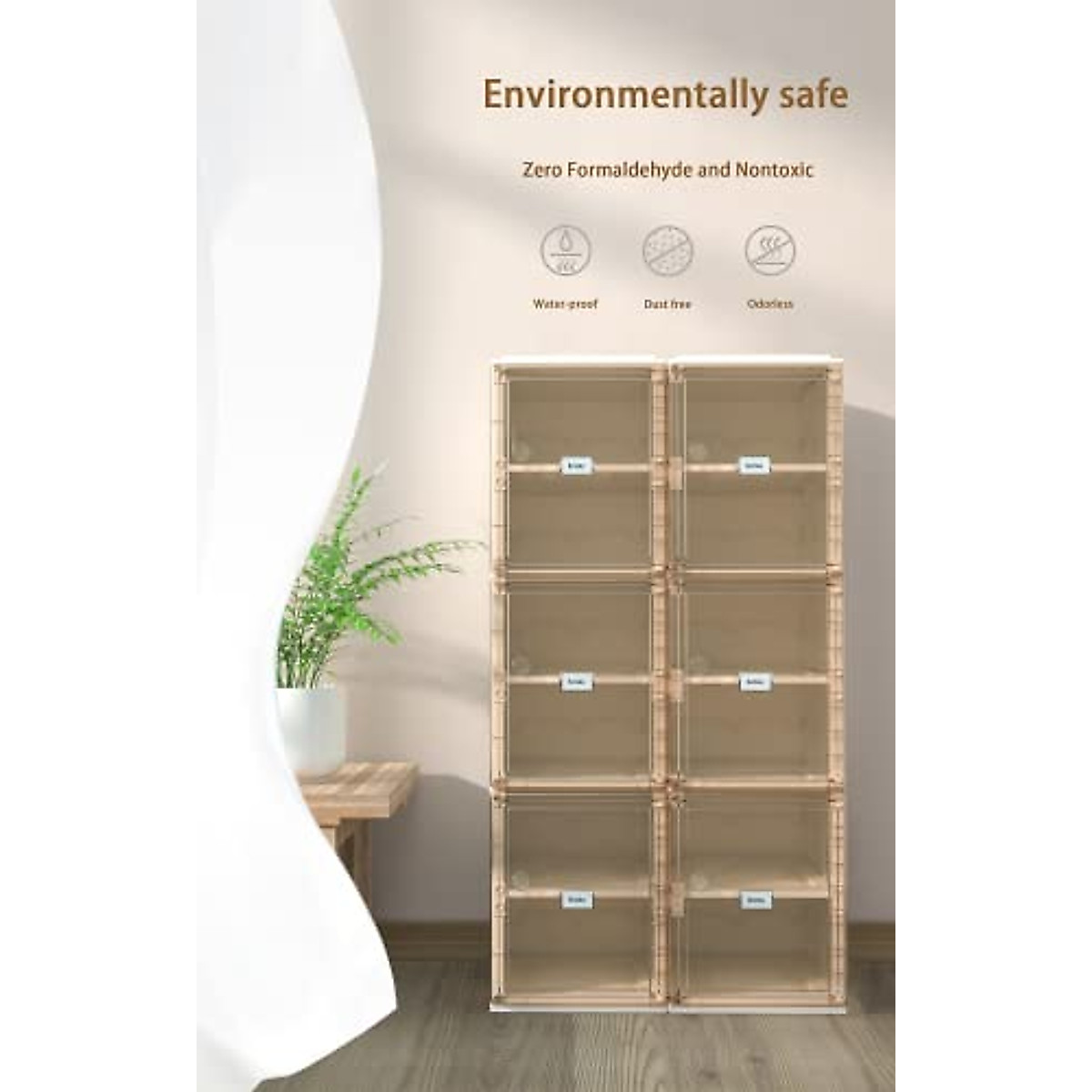 Benitaku Shoe Storage Organizer - Foldable Cabinet with Doors - Durable and Stable Storage Boxes - Stackable Shoe Rack Organizer for Home - Easy Installation- 20 layers