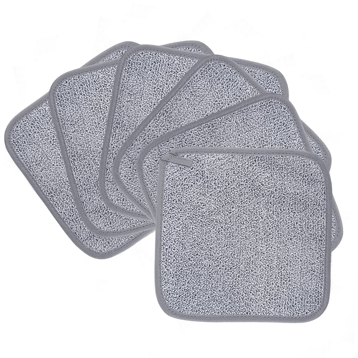 Polyte Premium Hypoallergenic Microfiber Makeup Remover and Facial Cleansing Cloth, 8 x 8 in, 6 Pack (Gray)