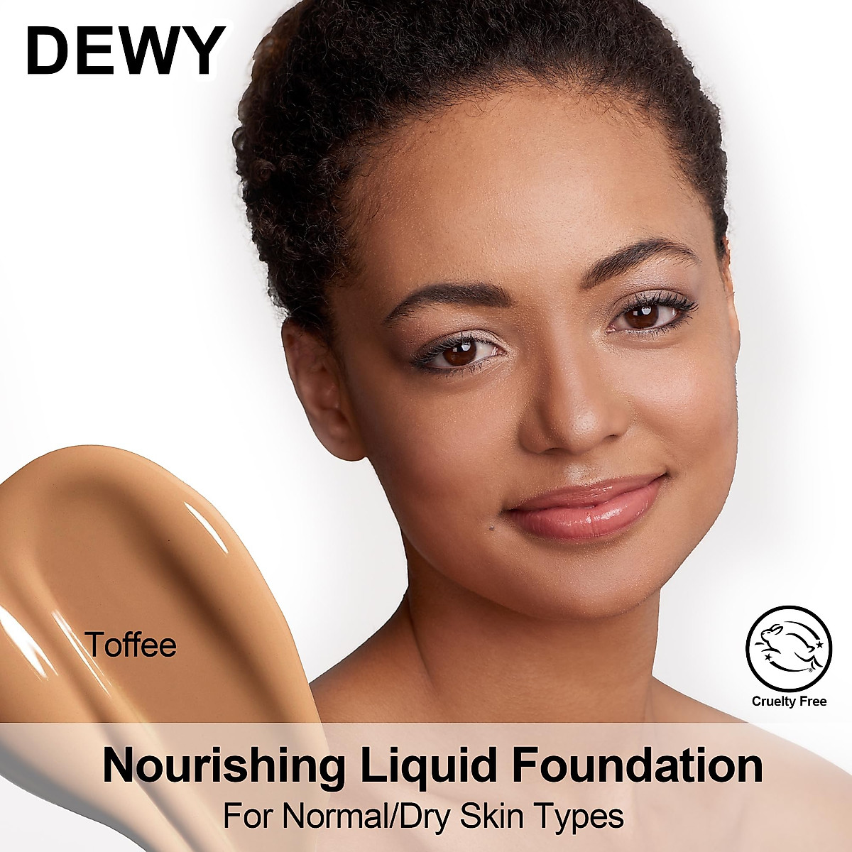 FV Waterproof Liquid Foundation, Dewy Finish Long Lasting Lightweight Medium Coverage Face Makeup for Normal & Dry Skin, Cruelty Free, Nourishing Toffee
