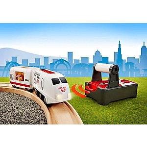 BRIO Remote Control Travel Train - Kids Toy with Light and Sound Features | Battery Operated | Compatible with Wooden Railway Tracks | Perfect for Toddlers Age 3+