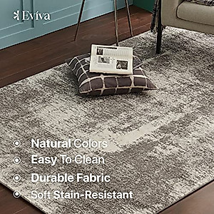Eviva 5X7 Area Rugs for Living Room Polypropylene - Turkish Living Room Rugs Grey - 5x7 Area Rug for Bedroom W/Stain-Resistant - Grey Rugs for Living Room - Carpet for Bedroom - in Gray and White