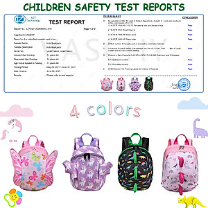 VASCHY Mini Toddler Backpack with Leash, Ultra Lightweight Tiny Little Daycare Backpack Boys Dinosaur