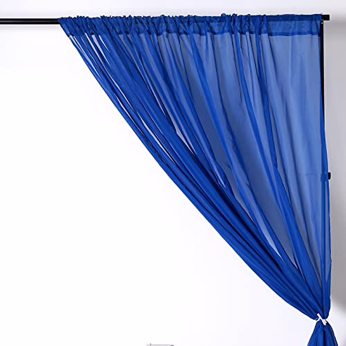 BalsaCircle 10 feet x 10 feet Royal Blue Sheer Voile Backdrop Drapes Curtains 2 Panels 5x10 ft - Wedding Ceremony Home Decorations