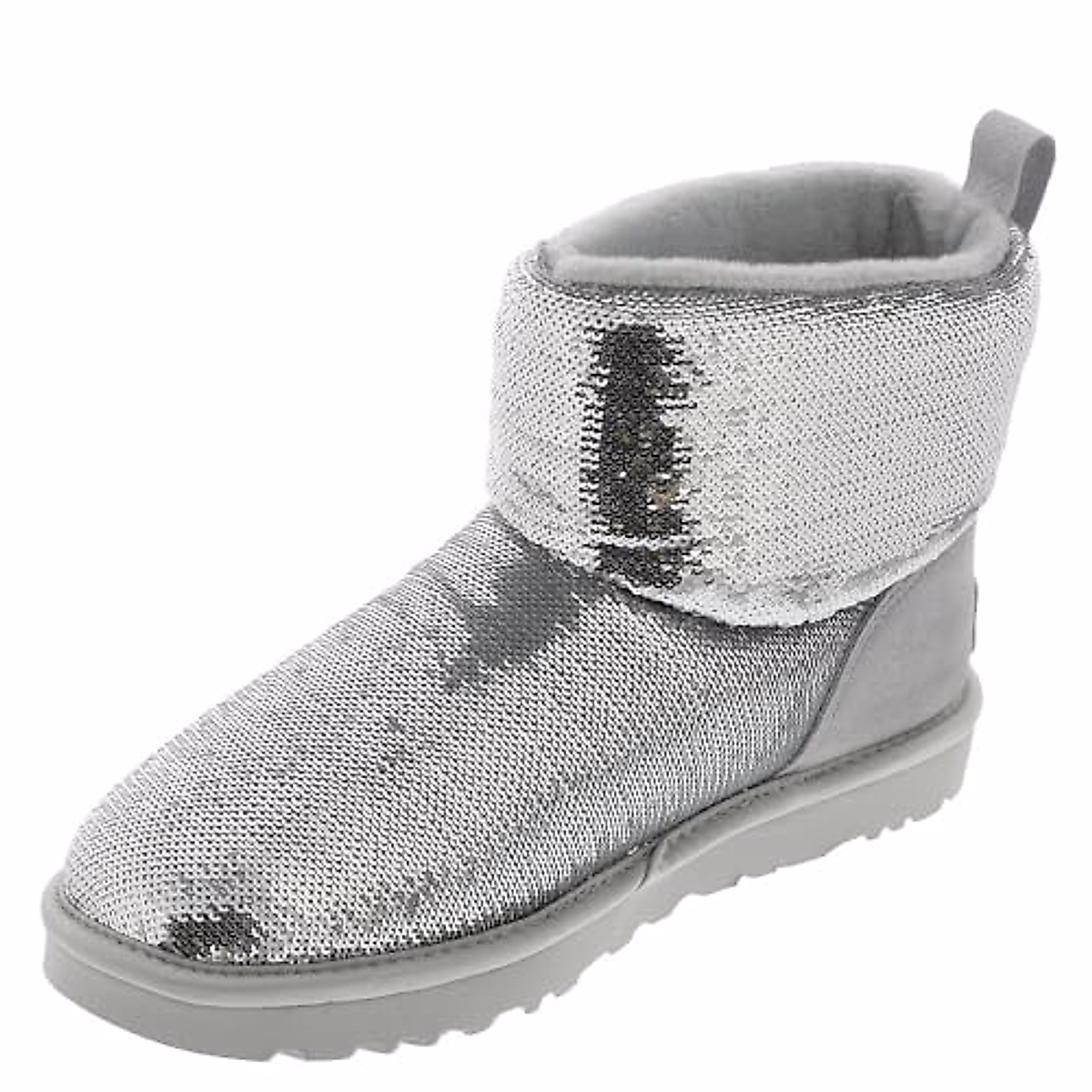 UGG Unisex-Child Classic Mini Mirror Ball Boot, Silver, 9 Toddler