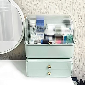 Makeup Organizer Large Visible Cosmetic Display Case With Detachable Drawers Include 8 Makeup Brushes Waterproof and Dustproof Cosmetic Storage Organizer For Makeup Skincare