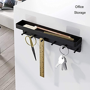 HAYAN Key Holder for Wall, Wall Mount Mail Key Hanger Organizer Shelf, Key Hooks Rack, Small Key Hanger for Home Entryway, Hallway, Kitchen, Office - Black