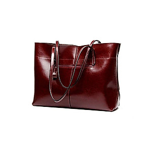 KKP Fashion Versatile Tote Bag Shoulder Bag Women's Bag(Vintage wine red)