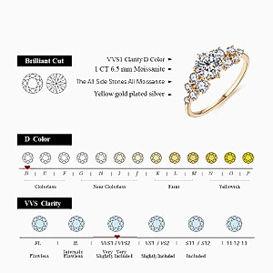 Jelafu Customized 1CT Moissanite Halo Engagement Ring for Women Gold Plated Sterling Silver Solitaire Engagement Ring D Color VVS1 Clarity Round Diamond Promise Ring Wedding Ring Size: 4-15