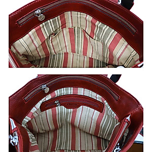 Floto Venezia Italian Leather Shopping Tote Bag Shoulder Bag Women's (Tuscan Red)