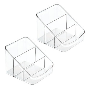 mDesign Small Plastic Food Packet Organizer Caddy - Storage Station for Kitchen, Pantry, Cabinet, Countertop - Holds Spice Pouches, Dressing Mixes, Hot Chocolate, Tea, Sugar Packets - 2 Pack - Clear