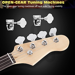 Polar Aurora NEW Full Size 4 Strings Blue Electric Bass Guitar+ Amp Cord+ Gigbag