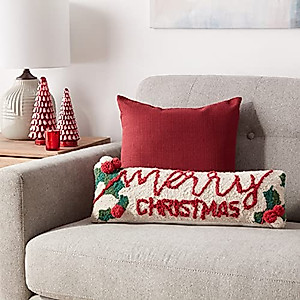 Mud Pie Holly Merry Xmas HW Pillow, 1 Count (Pack of 1), Multicolor