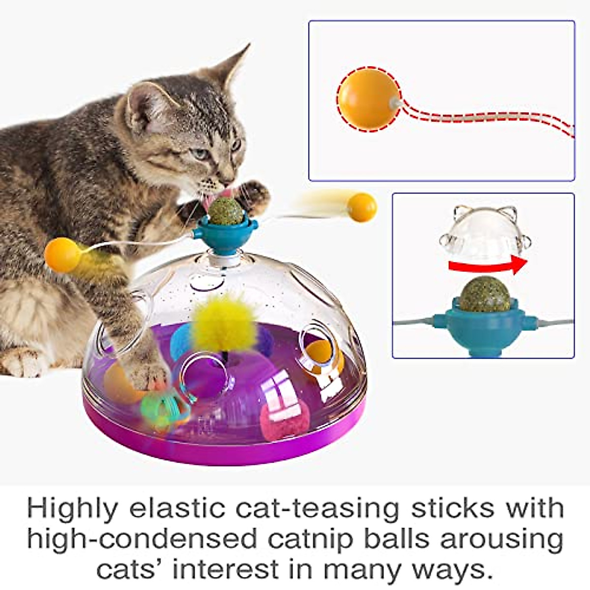 TACKDG Cats Treasure Chest Cat Toy Kitty Toys Kitten Track Ball Teaser Catnip Balls with Feather Interactive Indoor Pets Supplies Supply Funny Gift A