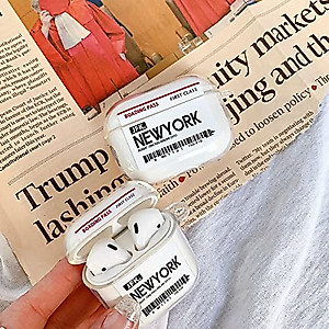ONLYOU Compatible with Airpods 3rd Case Ticket Design Clear Stylish Cute Korean with Canabina TPU Airpods Case Transparent Cover 3rd (AirPods 3rd Generation) Newyork