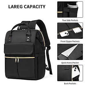 seyfocnia Laptop Backpack for Men,15.6 Inch Computer Bags for Laptops for Men Travel Backpack Purse Nurse Teacher Backpack College Work Bags Waterproof Laptop Backpack for Women with USB Port,Black