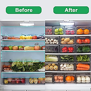 IJOLLEY Fridge Organizer, Pantry Organization and Storage, Refrigerator Organizer Bins, Stackable Pull-Out Drawer Containers for Kitchen Cabinet Closet Bathroom Office Cosmetic (2 Pack Large)