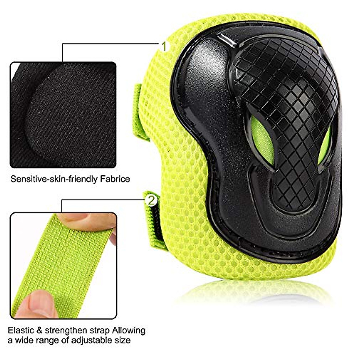 Wemfg Kids/Youth Knee Pads Elbow Pads Guards Protective Gear Set 6 in 1 with Wrist Guard and Adjustable Strap for Rollerblading Skateboard Cycling Skating Bike Scooter