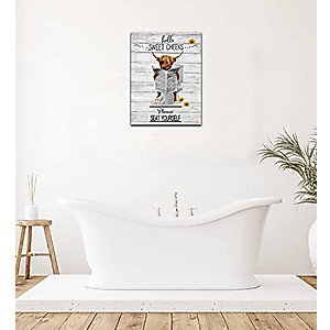 SWACHIT Funny Highland Cow Bathroom Wall Art Highland Cattle Bathroom Wall Decor Cow on Toilet Pictures for Wall Farmhouse Bathroom