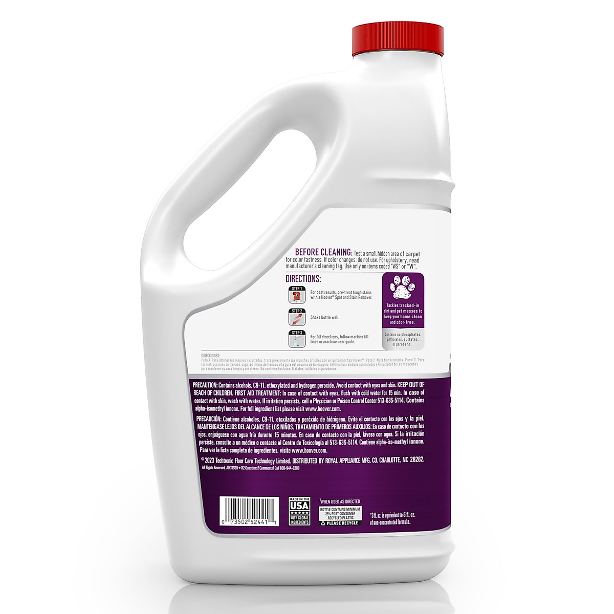 Hoover 116 oz Oxy Pet Carpet Cleaner Solution, for Carpet and Upholstery, Deep Cleaning Shampoo, Eliminate Urine Stains and Odors, Ocean Breeze Scent, White, AH31938