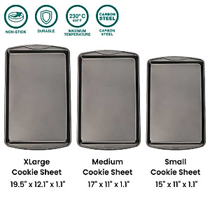 Baker's Secret Nonstick Cookie Sheet 13", Carbon Steel Small Size Cookie Tray with Premium Food-Grade Coating, Non-stick Cookie Sheet, Bakeware DIY Baking Accessories - Classic Collection