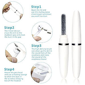 2022 New Cleaner Kit for Airpods Pro and 1/2 Multifunction Cleaning Pen with Soft Brush for Bluetooth Earphones Case (White1.0)