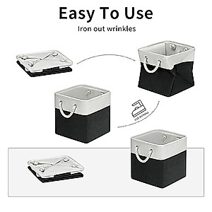KITCSTI Storage Baskets for Organizing Fabric Organizer Bins Cubes 13"x13"x13" Foldable Cloth Storage Bins with Handle Closet Baskets for Towels Toys Books (White&Black, Pack of 3)