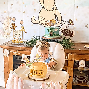 UEBTGRNN Winnie themed 16pcs cake topper, Centerpieces stick table toppers for baby shower and birthday party