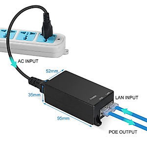 PoE Injector Adapter, NEWCARE 48V Gigabit PoE Adapter 30W, RJ-45 10/100/1000 Mbps, Up to 100 Meters (328 Feet), Support Wall-Mount, Use for IP Camera AP Switch 45+ 78- PoE Power Supply(Non-Standard)