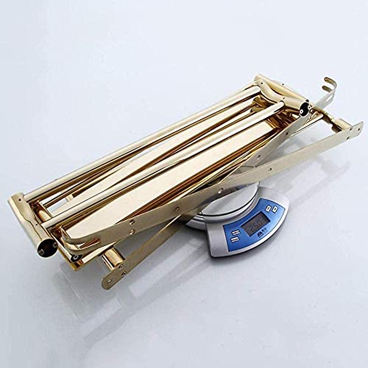 SilteD Gold-Plated 2-Layer Towel Rack with Double Rods Hooks, 600 * 120 * 560 Mm Bathroom Storage Rack Towel Rail,Families Schools Hotels