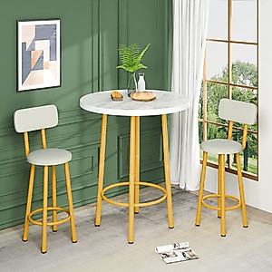 AWQM Round Table Sets, White & Gold