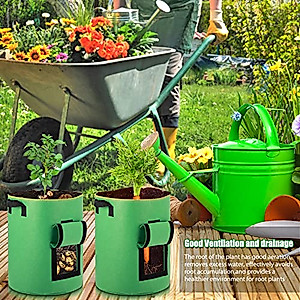 4 Pack 10 Gallon Potato Grow Bags Garden Planting Bag with Window Felt Potatoes Growing Containers with Handles for Vegetables Tomato Carrot Onion Fruits Plants Planting