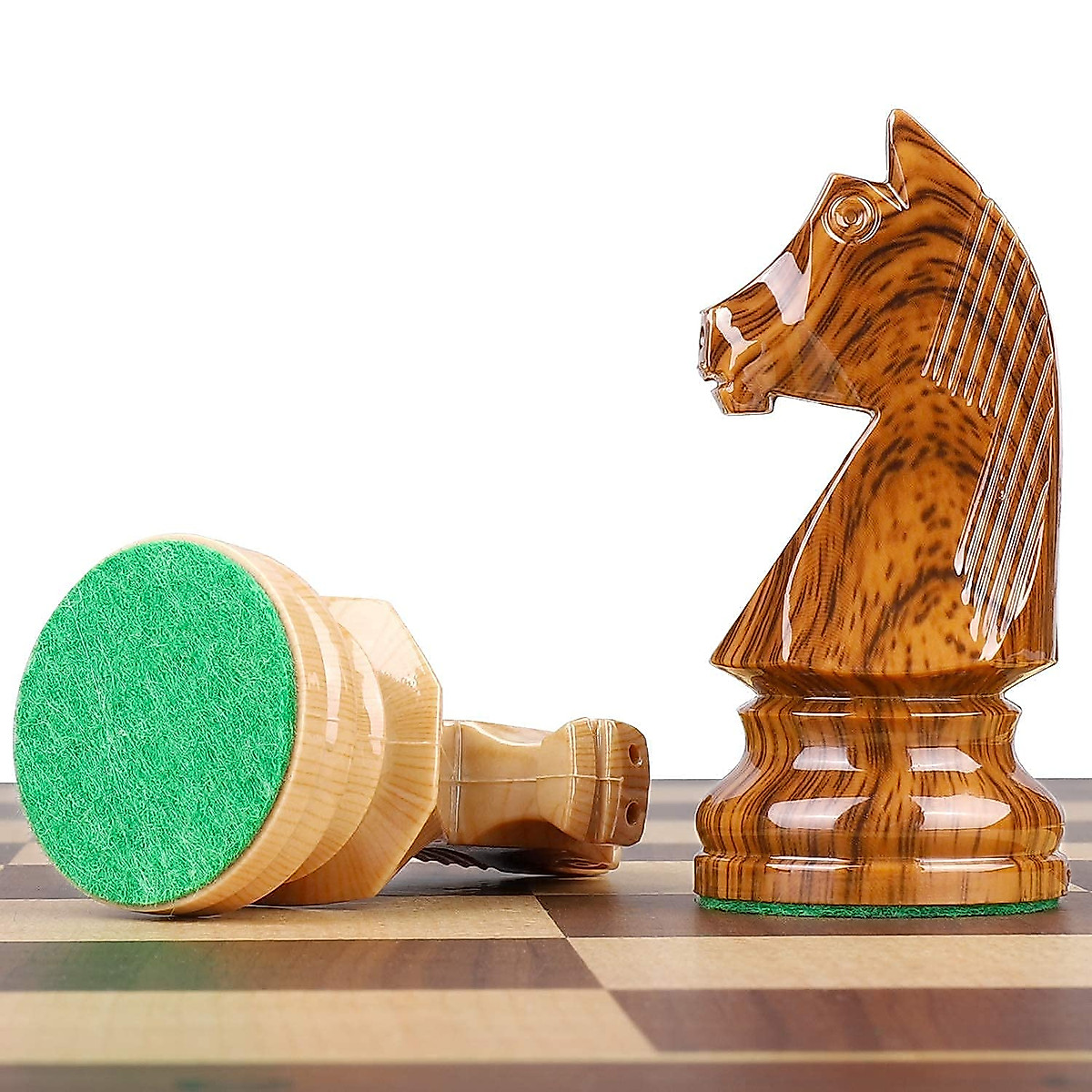 Onietoiy 3 in 1 High Polymer 3.75 Inch Weighted Chess Sets Backgammon and Checker Games Standard Competition Chess Pieces with Extra 2 Queens and Large Portable 19 inch Chess Board Set