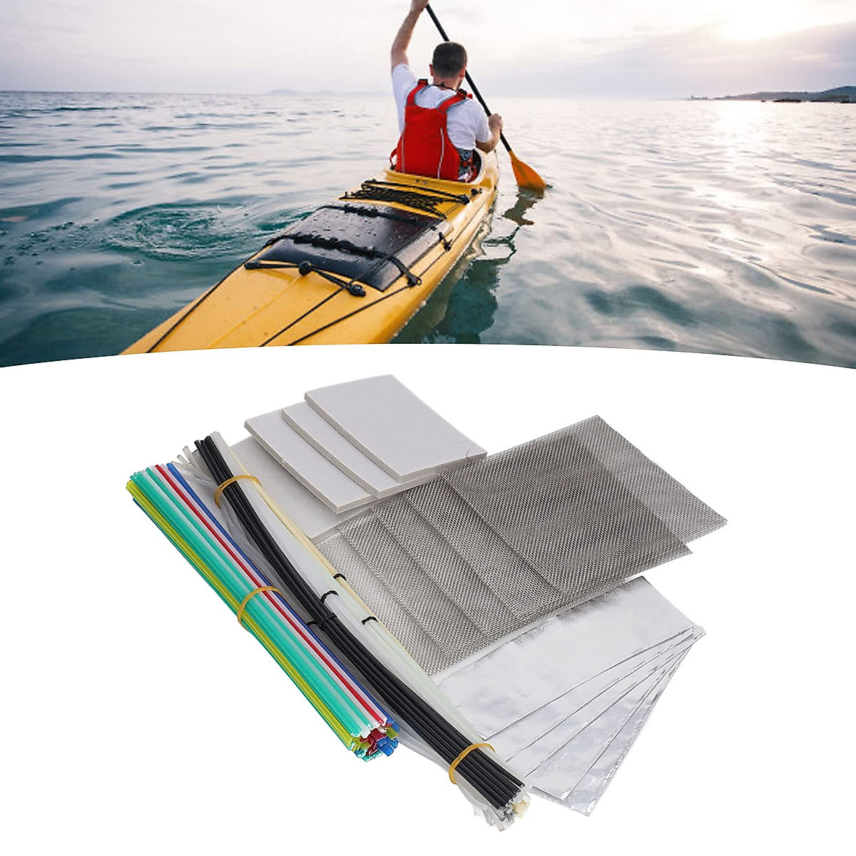 Plastic Welding Rods,106PCS Plastic Welding Rod 12 Colors ABS PP PU PE PA PC TPO Welder Rod for Car Bumper Kayak Repair Kit with Reinforcing Stainless Steel Mesh Plastic Welding Supplies, Plasti