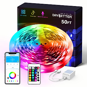 DAYBETTER Smart WiFi App Control Led Strip Lights Work with Alexa Google Assistant -16.4 feet