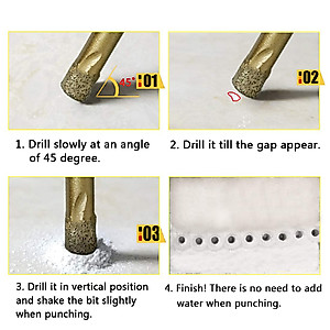 Jashtool Diamond Drill Bits 3 PCS 8mm 5/16 inch Ceramic Diamond Hole Saw Set with Wax Insert Cooling for Ceramic Tile Porcelain Marble Granite Stone Rock Glass